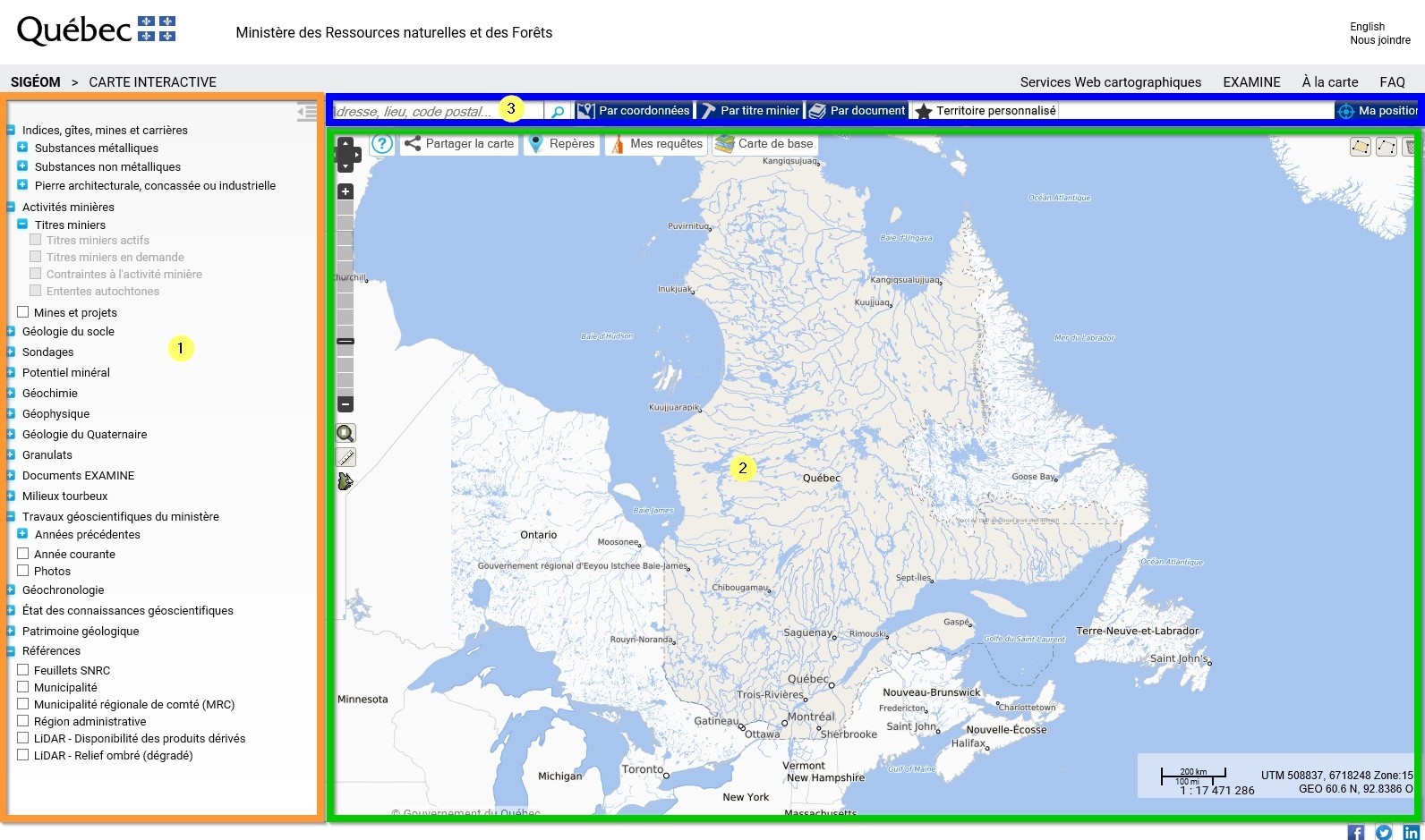 Guide – carte interactive - Géologie Québec